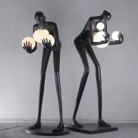 China Sculptural Black Resin Floor Lamps With LED Sphere Clusters For Luxury Interiors for sale
