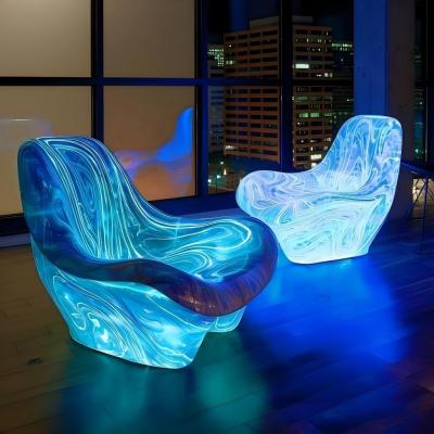 China Glowing Handmade Swirl-Pattern Resin Sculpture LED Illumination-Modern Artistic Flower Theme Seating for Contemporary Interiors for sale