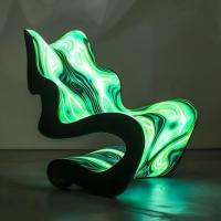 China Glowing Handmade Swirl-Pattern Resin Sculpture LED Illumination-Modern Artistic Flower Theme Seating for Contemporary Interiors for sale