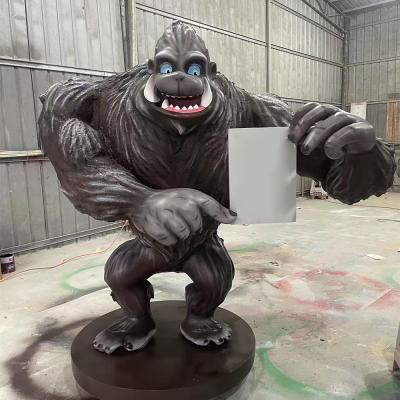 China 2m Cartoon Gorilla Sculpture With Advertising Features Made Of Glass Fiber for sale