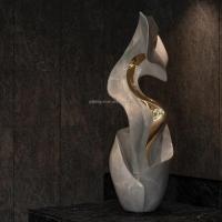 China Modern Abstract White Gold Resin Craft Sculpture Layered Curves For Luxury Home Lobby for sale