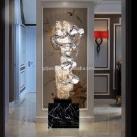 China Modern Luxury Abstract Wall Art Gold Silver Metal Sculpture With Marble Base Resin Crafts for sale