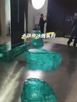 China Custom Ice Counter  Luminous Installation Collection - Illuminated Ice Block Tables & Benches for Restaurants for sale