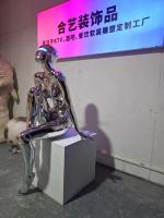 China Instagrammable Glowing Fiberglass Cyberpunk Robot Sculpture for Bar KTV Club Photo Spot for sale