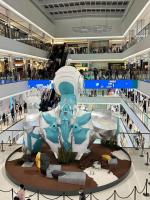 China Giant Cybernetic Human Resin Sculpture Glowing Teal Joints Futuristic Centerpiece for Church Park Commercial Spaces for sale