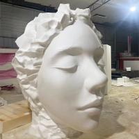 China Artistic Human Face Sculpture with High Heel Support - Black Fiberglass Face Figure for Luxury Interior Design for sale