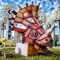 China Display Sculpture Large 3D Metal Dinosaur Model Triceratops Head Statue Durable for Outdoor Garden Decoration and Amusement Park for sale