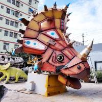 China Display Sculpture Large 3D Metal Dinosaur Model Triceratops Head Statue Durable for Outdoor Garden Decoration and Amusement Park for sale