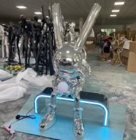 China LED Glowing Astronaut Bunny Sculpture, Futuristic Cartoon Space Decor with Light up Base, Creative Desk Art for Home Office Gift for sale