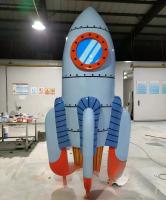 China Cartoon-style Large Blue Rocket Model - Indoor Decorative Spacecraft for Theme Park/Hotel/Shopping Mall Decoration for sale