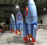 China Cartoon-style Large Blue Rocket Model - Indoor Decorative Spacecraft for Theme Park/Hotel/Shopping Mall Decoration for sale