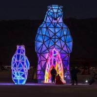 China 3D Geometric Bear Light Sculpture - RGB LED Interactive Art Installation for sale