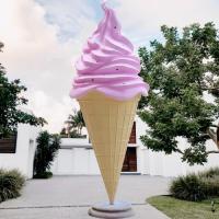 China Resin Ice Cream Cone Statue Large  Sculpture for Windows Display Decoration Fiberglass-giant-ice-cream-sculpture Candy Sculpture for sale