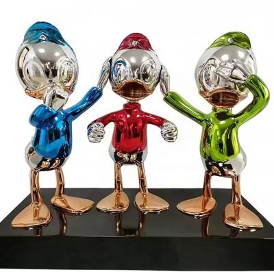 China Abstract Painted Duck Sculpture Modern Colorful Art Decor For Kids' Rooms Cafes for sale