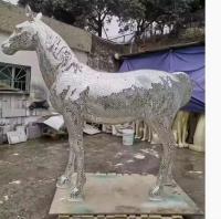 China Oversized Glossy Horse Sculpture Mirror Polished Fiberglass Equine Art For Luxury Spaces for sale