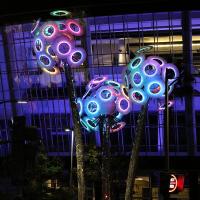 China Colorful Luminous Dandelion Landscape Steel Acrylic Hand Forged Outdoor Art Installations for sale