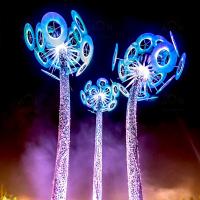 China Colorful Luminous Dandelion Landscape Steel Acrylic Hand Forged Outdoor Art Installations for sale