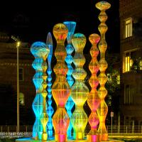 China Outdoor Square Park Shopping Mall LED Sculpture Luminous Pillars Landscape Hand Forged for sale