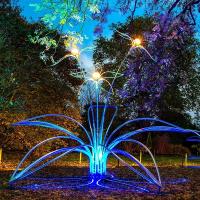 China Petal Art Installation Outdoor Grass Park Square Shopping Mall Luminous Flower Shape Lights Steel Acrylic LED Hand Forged Laser for sale