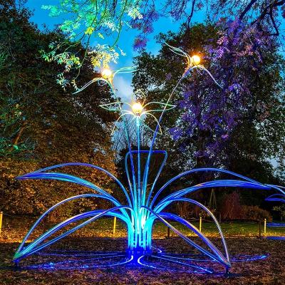 China Petal Art Installation Outdoor Grass Park Square Shopping Mall Luminous Flower Shape Lights Steel Acrylic LED Hand Forged Laser for sale