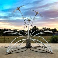 China Petal Art Installation Outdoor Grass Park Square Shopping Mall Luminous Flower Shape Lights Steel Acrylic LED Hand Forged Laser for sale