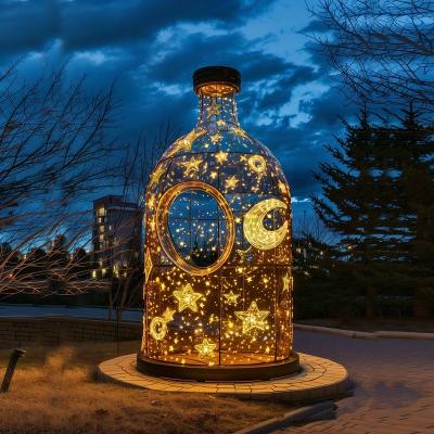 China Acrylic Glass Steel Wishing Bottle Motif Sculpture Lights 12 Volt Garden Landscape Installation Christmas Halloween IP65 Wedding for sale