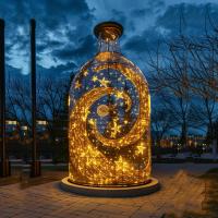 China Acrylic Glass Steel Wishing Bottle Motif Sculpture Lights 12 Volt Garden Landscape Installation Christmas Halloween IP65 Wedding for sale