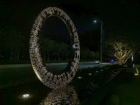 China DC Powered LED Circular Stainless Steel Garden Statue IP65 Outdoor Sculpture Garden Lights for Hotels for sale
