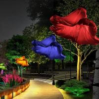 China Outdoor Waterproof IP65 LED Interactive Flower Sculpture Steel Acrylic Hand Forged Commercial Street Landscape Decoration for sale