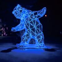 China RGB Steel Acrylic Bear Sculpture-Hand Forged Laser Cut Customized 3D Landscape Outdoor Christmas Halloween for sale