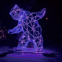 China RGB Steel Acrylic Bear Sculpture-Hand Forged Laser Cut Customized 3D Landscape Outdoor Christmas Halloween for sale