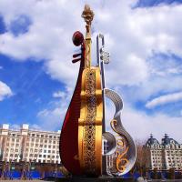 China Luminous Stainless Steel Cello Sculpture Motif LED Lights Hand Forged Rated for Landscape Architectural Plaza Landmarks for sale