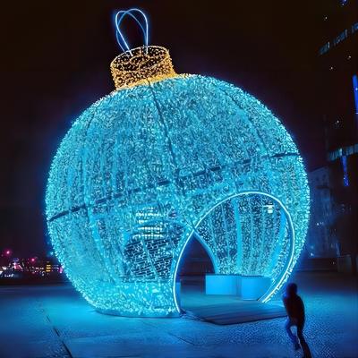 China Customized Steel Acrylic LED Christmas Lights New Year Theme Spherical Glitter Color Changing Hand Forged Street Decoration for sale