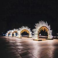 China China Factory Tunnel Lighting Motif Sculpture Metal Wedding Arch Decoration Event Christmas Halloween Lighting for sale