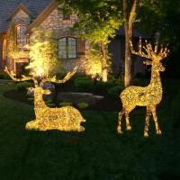 China Customizable IP65 3D Sculpture Reindeer Steel Acrylic Outdoor Christmas Festive Theme Decorations for Landscape for sale