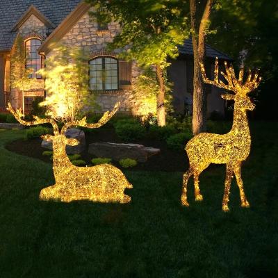 China Customizable IP65 3D Sculpture Reindeer Steel Acrylic Outdoor Christmas Festive Theme Decorations for Landscape for sale