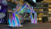 China Glowing Acrylic Prism Sculpture With Multicolor Lights For Commercial Space Decoration for sale