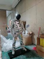 China Dynamic Sculpture designed as a cyberpunk robot with glowing purple LED head and blue arm strips creating viral bar photo opportunities for sale