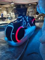 China Dynamic Sculpture designed as a cyberpunk robot with glowing purple LED head and blue arm strips creating viral bar photo opportunities for sale