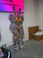 China Dynamic Sculpture designed as a cyberpunk robot with glowing purple LED head and blue arm strips creating viral bar photo opportunities for sale