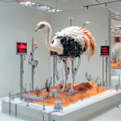 China Silicon Lifeform: Ostrich Automaton | Cybernetic Animal Sculpture for Future Naturalism Exhibition for sale