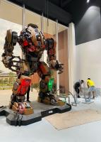 China Giant Glowing Mech Panda Sculpture | Kinetic LED FRP Panda Art for Theme Park & Commercial Plaza for sale