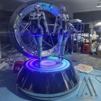 China Hotel Lobby Stage Event Decor RGB Lighting Fiberglass Futuristic Mecha Muse Artpiece Cyber Girl Kinetic Art Installation for sale