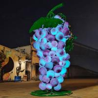 China Vibrant Purple Grape Cluster Fiberglass Sculpture Large Outdoor Night Lighting Decor for sale