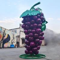 China Vibrant Purple Grape Cluster Fiberglass Sculpture Large Outdoor Night Lighting Decor for sale