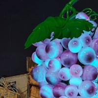 China Vibrant Purple Grape Cluster Fiberglass Sculpture Large Outdoor Night Lighting Decor for sale