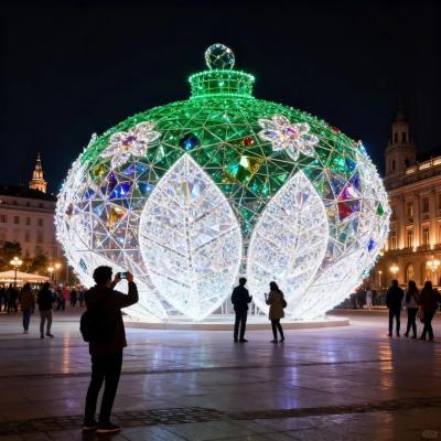 China Large scale Light Sculpture with dynamic stainless steel design and color shifting effects perfect for mall decoration and display for sale