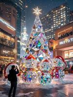 China 3D Christmas Hologram Tower - Cutting-Edge Stainless Steel Tech Art for Commercial Use for sale