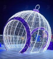 China Large Metal Frame Illuminated Sphere Sculpture With LED Lights For City Square for sale