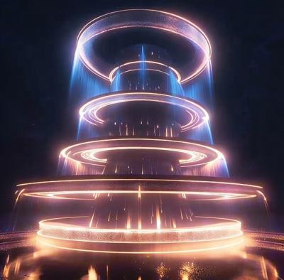 China Multicolor LED Light up Circular Waterfall Fountain, Modern Outdoor Tiered Water Feature with Pump for sale